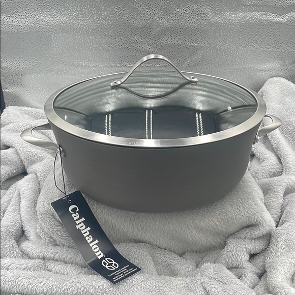 Calphalon | Kitchen | Calphalon Gray Nonstick Cookware Pot With Glass ...